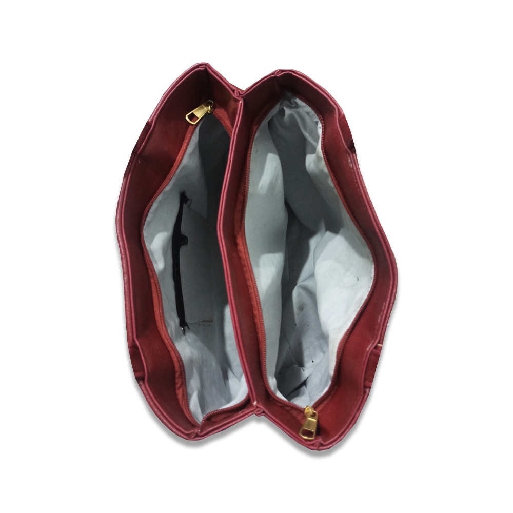 Cross Pattern Large Size Maroon Handbag - Zamani.pk