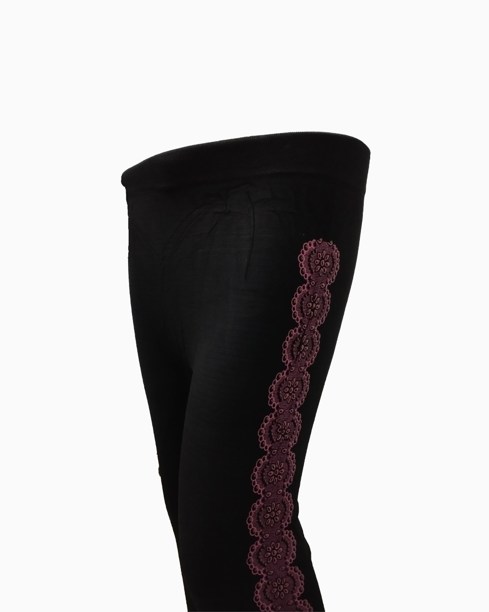 Floral Printed Side Striped Black Stretchable Leggings in Pakistan ...