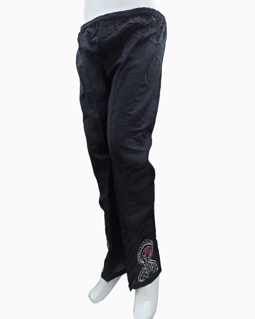 Pigment Print Flapper Pink Linen Trousers - Zamani.pk