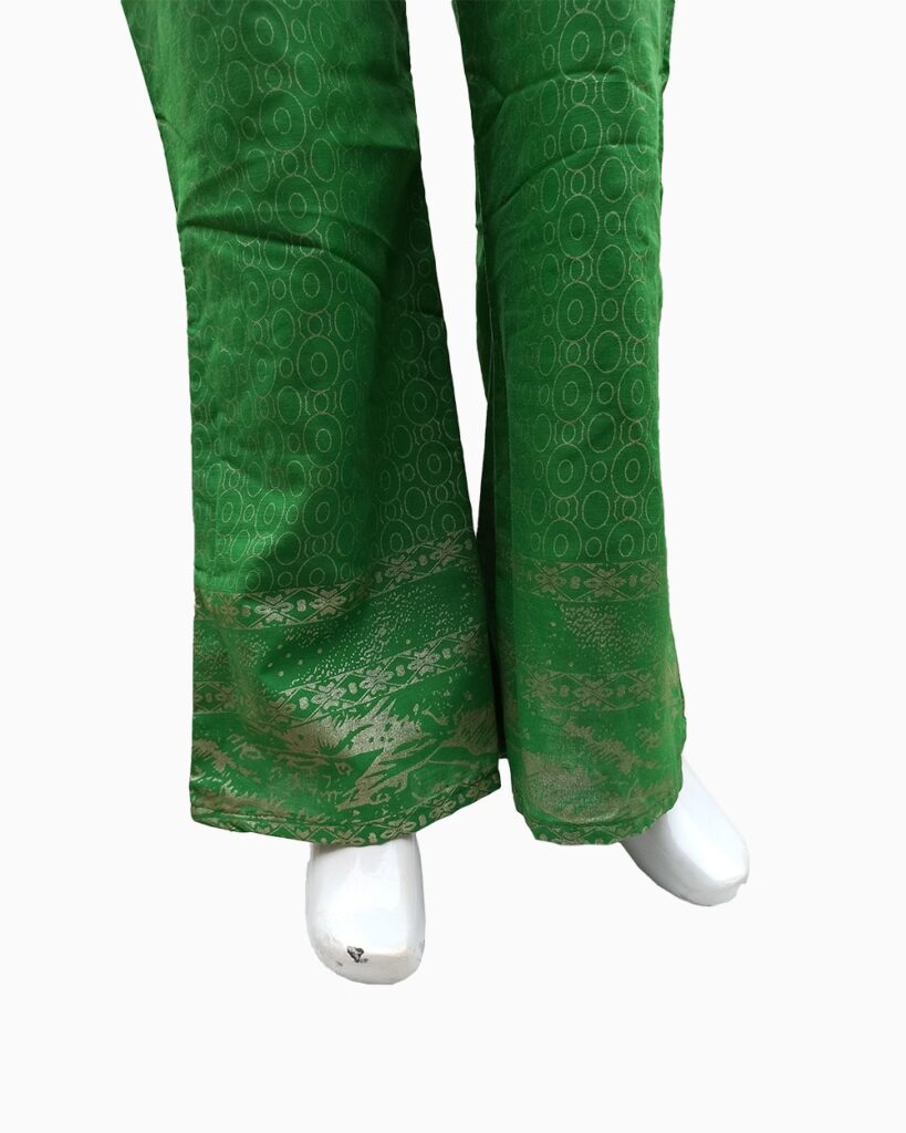 Pigment Print Flapper Parrot Green Linen Trousers - Zamani.pk