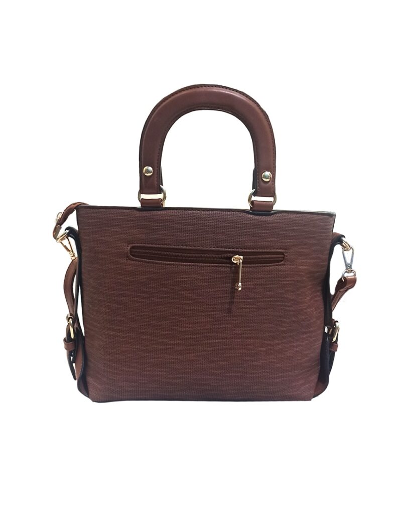 Two Piece Stone Design Large Capacity Brown HandBag Set - Zamani.pk