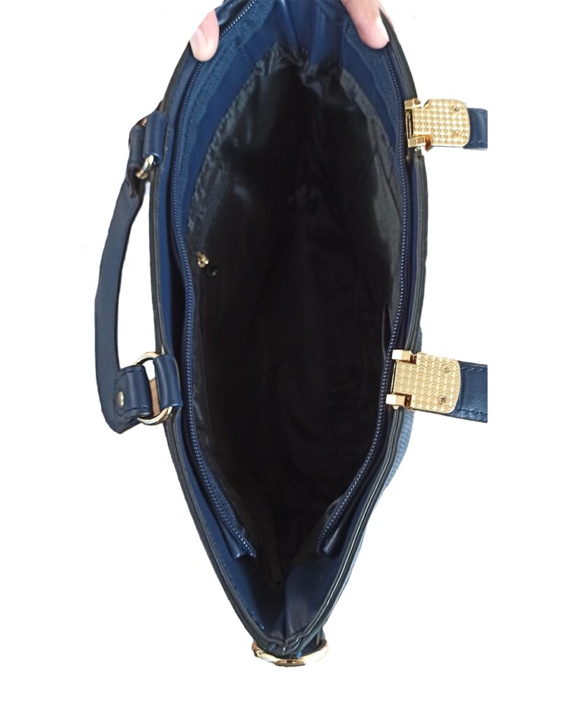 Two Piece Stone Design Large Capacity Blue HandBag Set - Zamani.pk